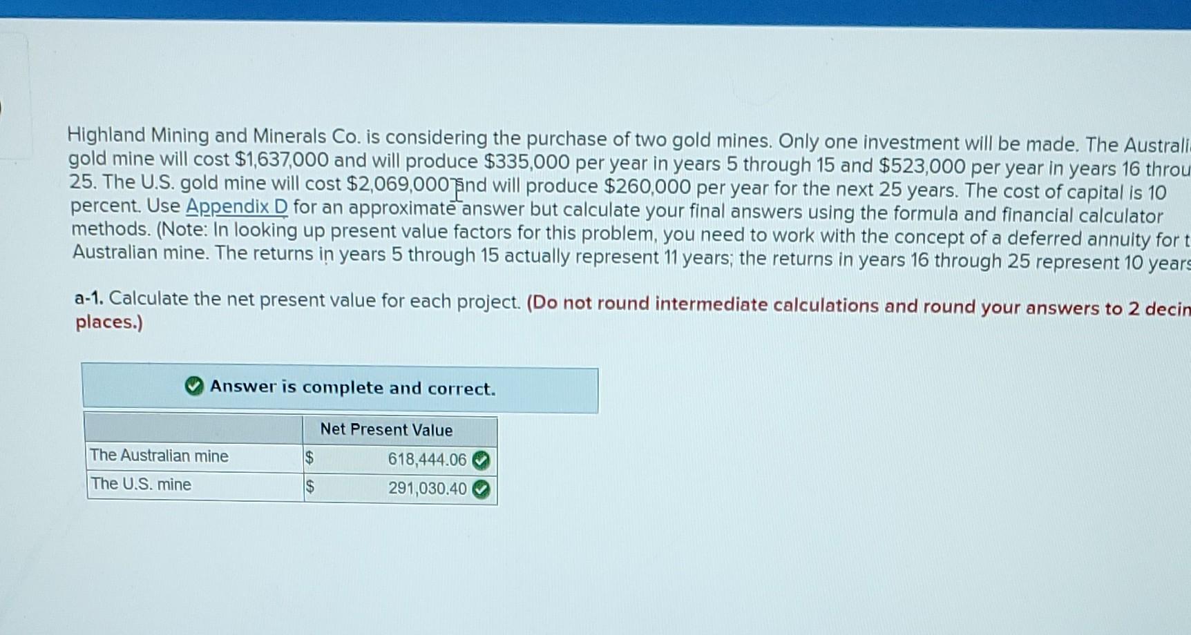 Solved Highland Mining and Minerals Co. is considering the | Chegg.com