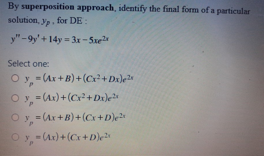Solved By superposition approach, identify the final form of | Chegg.com
