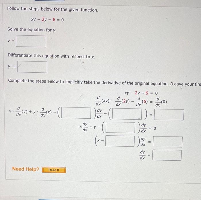 Solved Follow the steps below for the given function. Xy - | Chegg.com