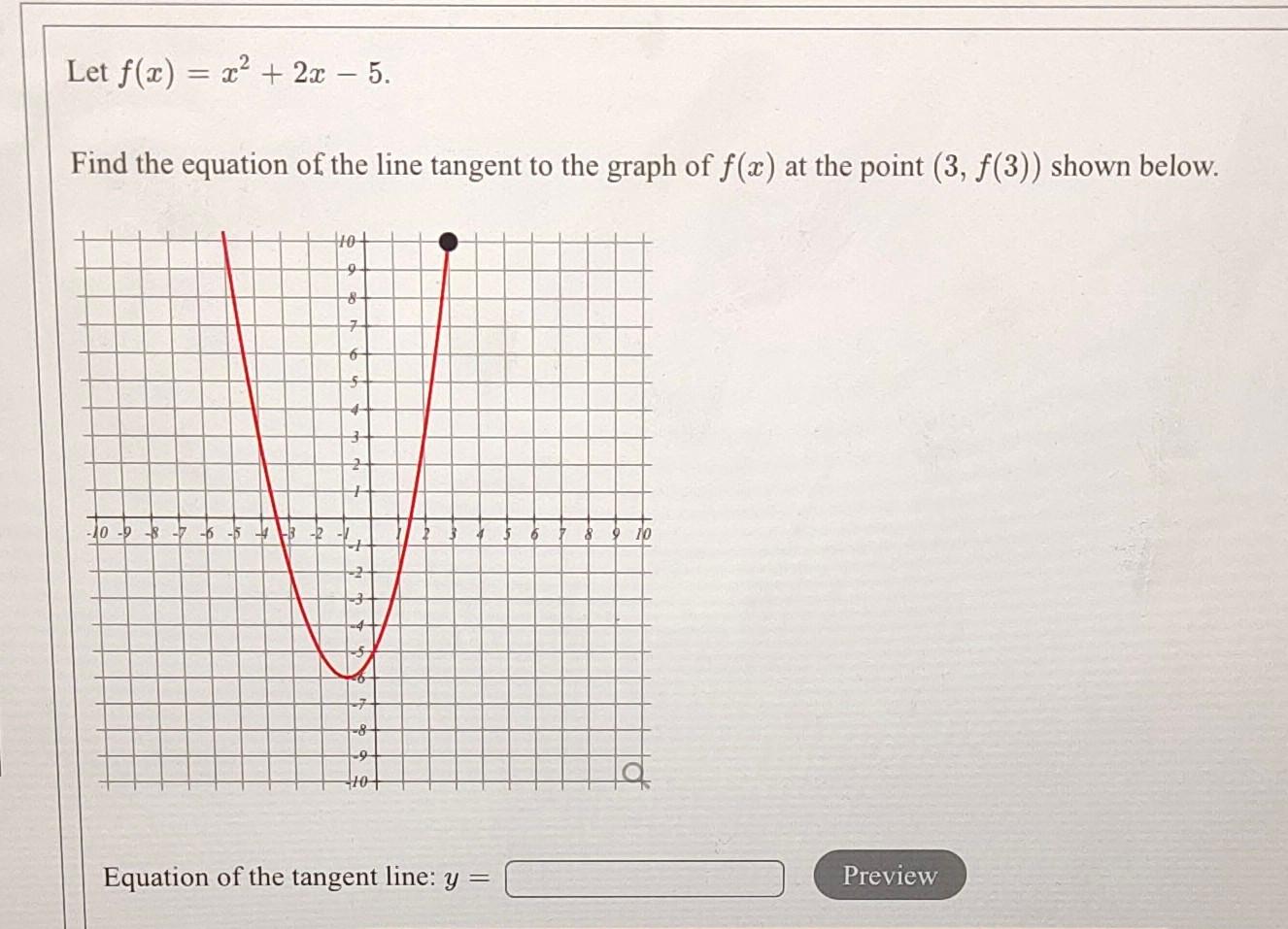 Solved Let f(x)=x2+2x−5 Find the equation of the line | Chegg.com