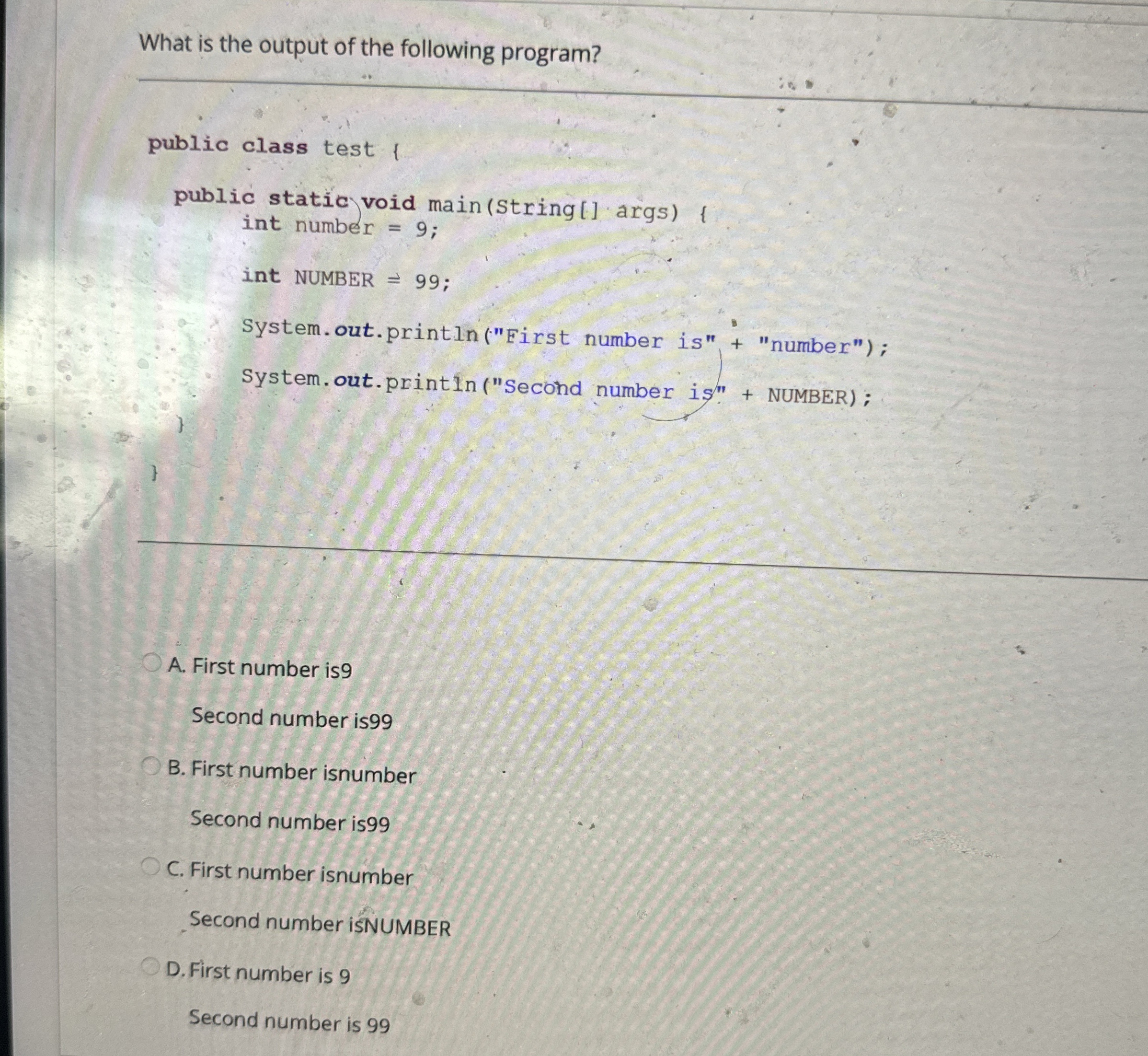 Solved What is the output of the following program?public | Chegg.com