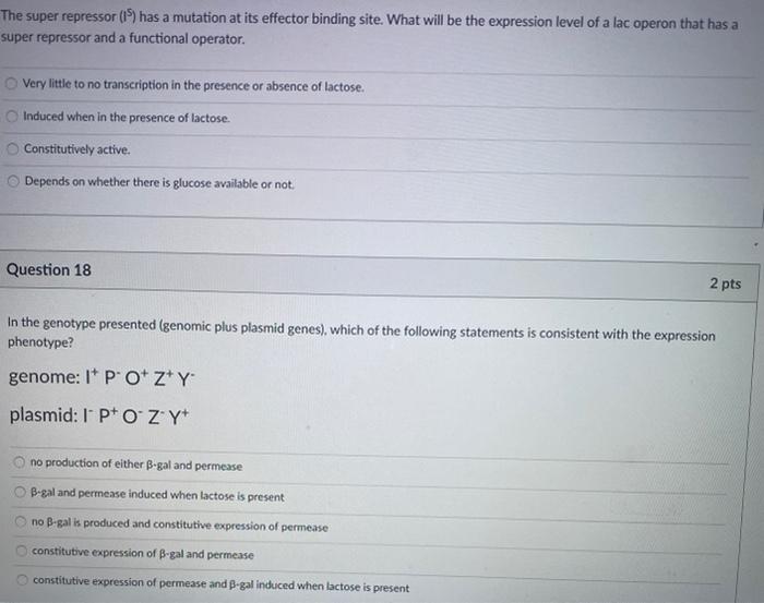 Solved The super repressor (1S) has a mutation at its | Chegg.com