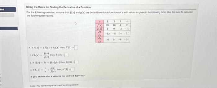 Solved ms 8 Using the Rules for Finding the Derivative of a | Chegg.com