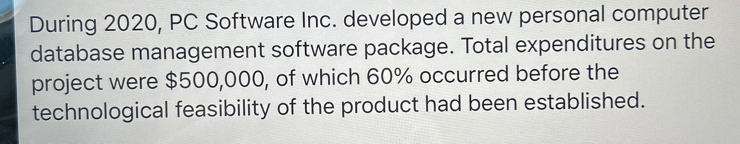 Solved During 2020, ﻿PC Software Inc. developed a new | Chegg.com