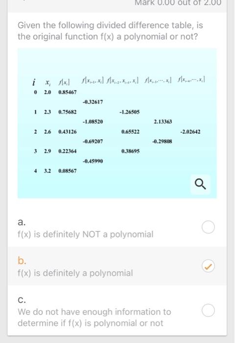 Solved Given the following divided difference table, what is | Chegg.com