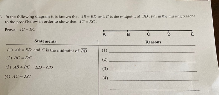 Solved In the following diagram it is known that AB = ED and | Chegg.com