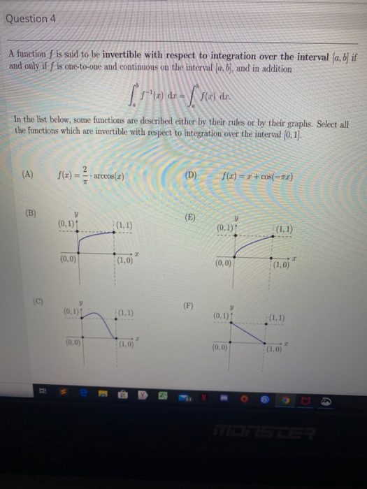 Solved Question 4 A function f is said to be invertible with | Chegg.com