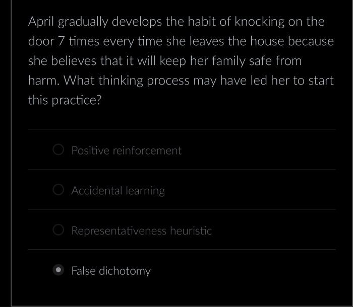 Solved April gradually develops the habit of knocking on the | Chegg.com