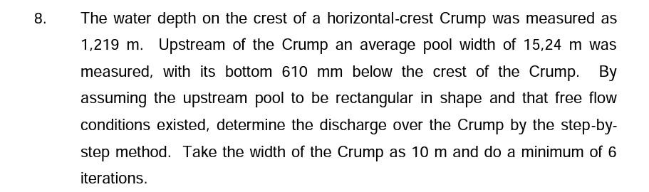 The water depth on the crest of a horizontal-crest | Chegg.com