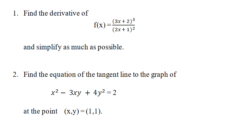 Solved Find the derivative off(x)=(3x+2)3(2x+1)2and simplify | Chegg.com
