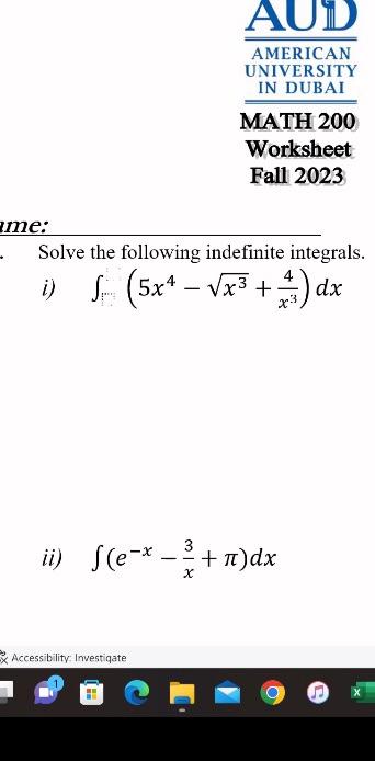 Solved Solve the following indefinite integrals i) | Chegg.com