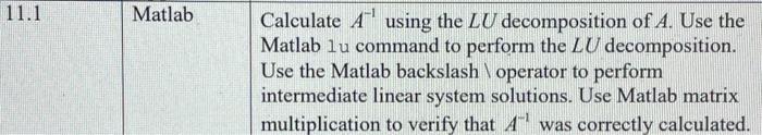 Solved \begin{tabular}{|c|c|c|} \hline 11.1 & Matlab & | Chegg.com