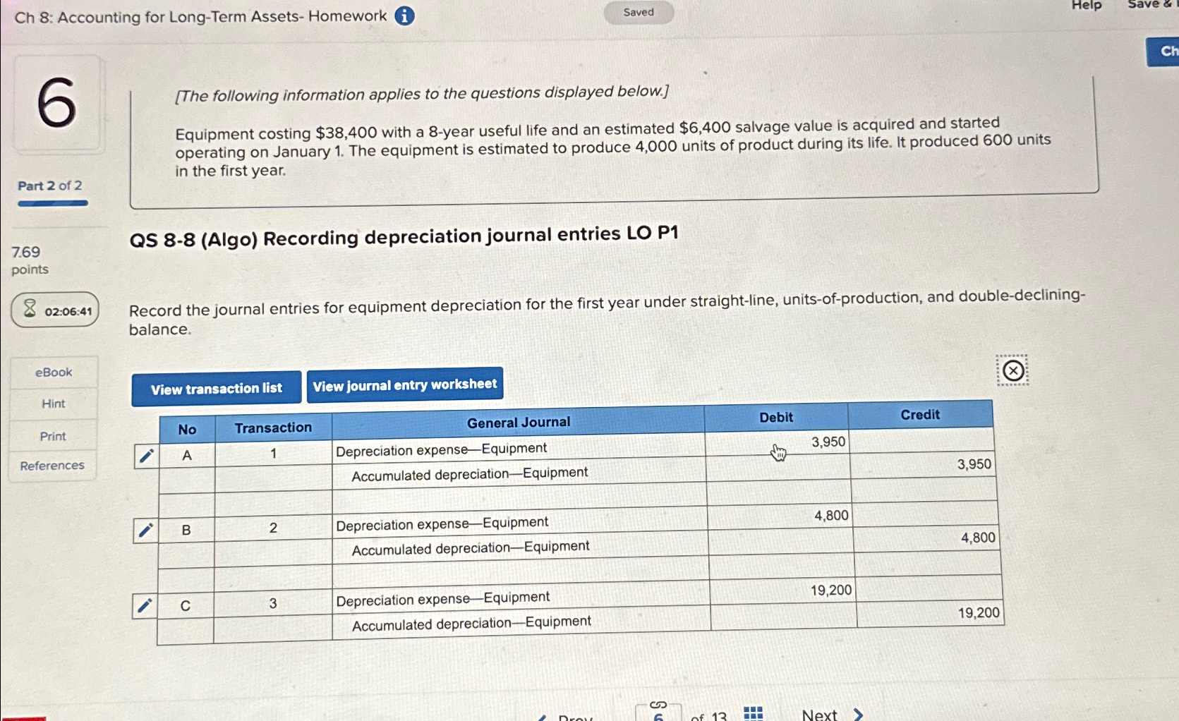 Solved Ch 8: Accounting for Long-Term Assets- | Chegg.com