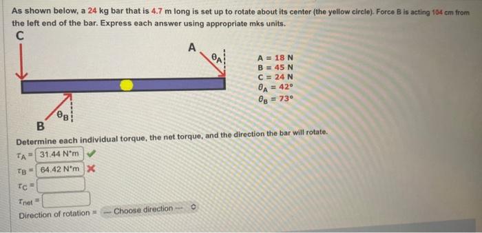 Solved As shown below, a 24 kg bar that is 4.7 m long is set | Chegg.com