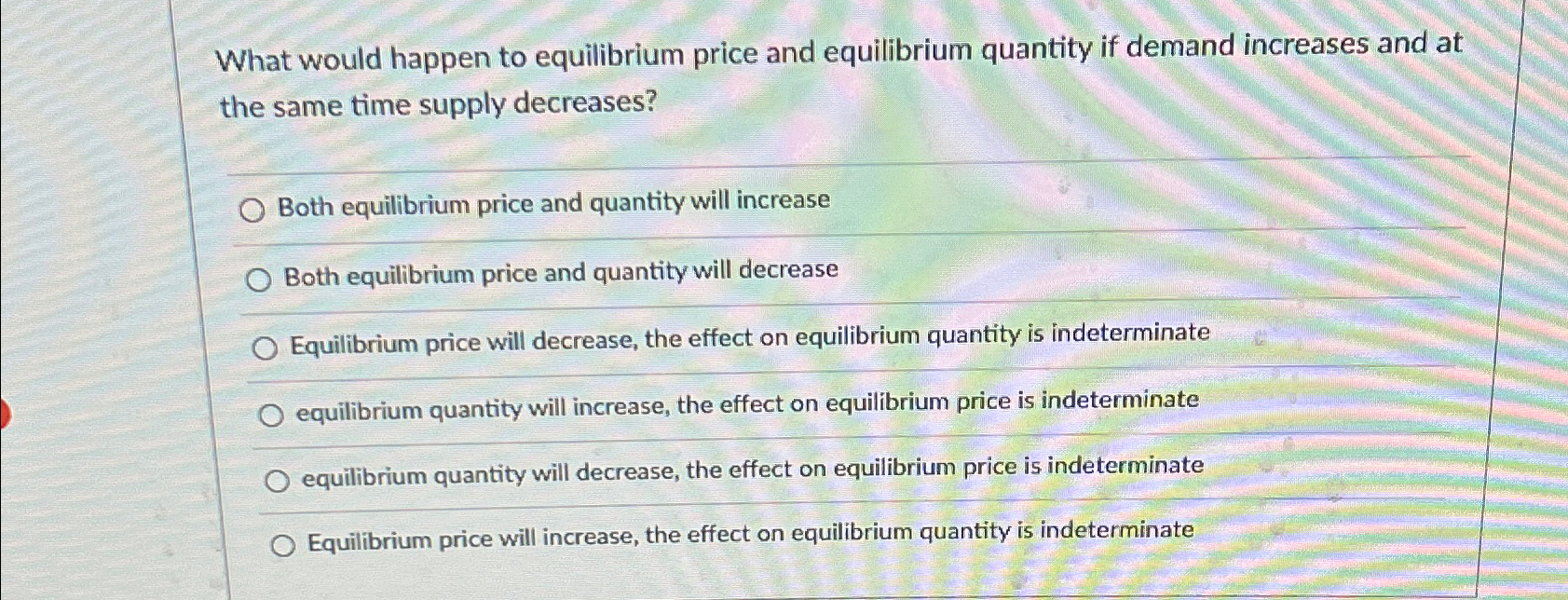 Solved What would happen to equilibrium price and | Chegg.com
