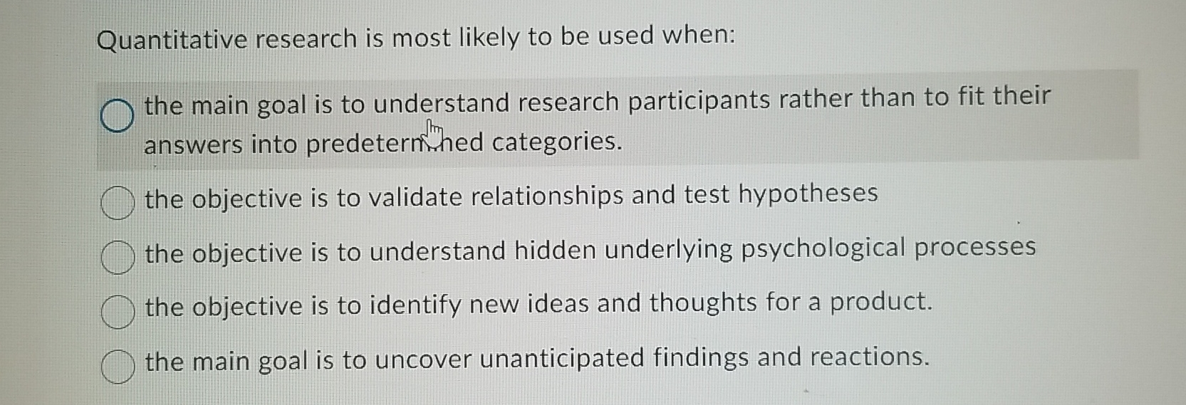 Solved Quantitative research is most likely to be used | Chegg.com