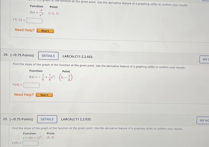 Solved Function Point F X X24 −2 1 F′ −2 [− 0 75 Points]