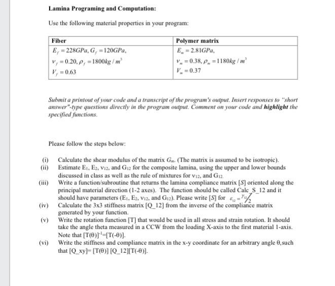 Lamina Programing and Computation: Use the following | Chegg.com