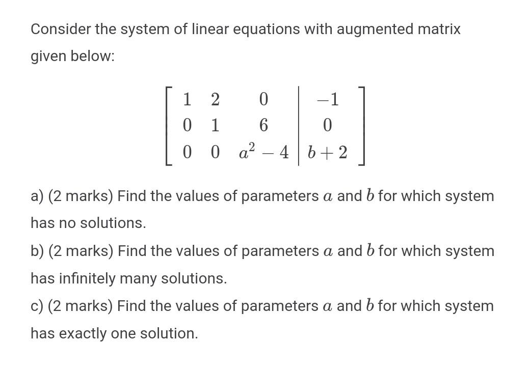 Solved Consider the system of linear equations with | Chegg.com