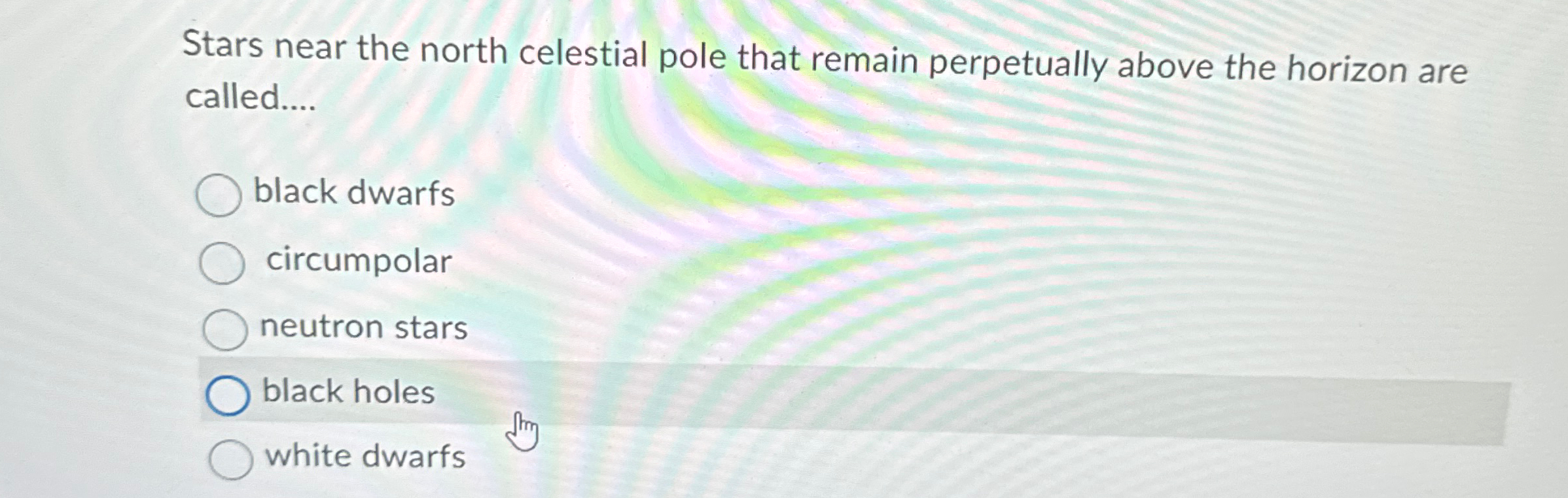 Solved Stars near the north celestial pole that remain | Chegg.com