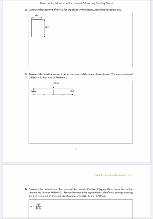Solved Determining Moment of Inertia and Calculating Bending | Chegg.com