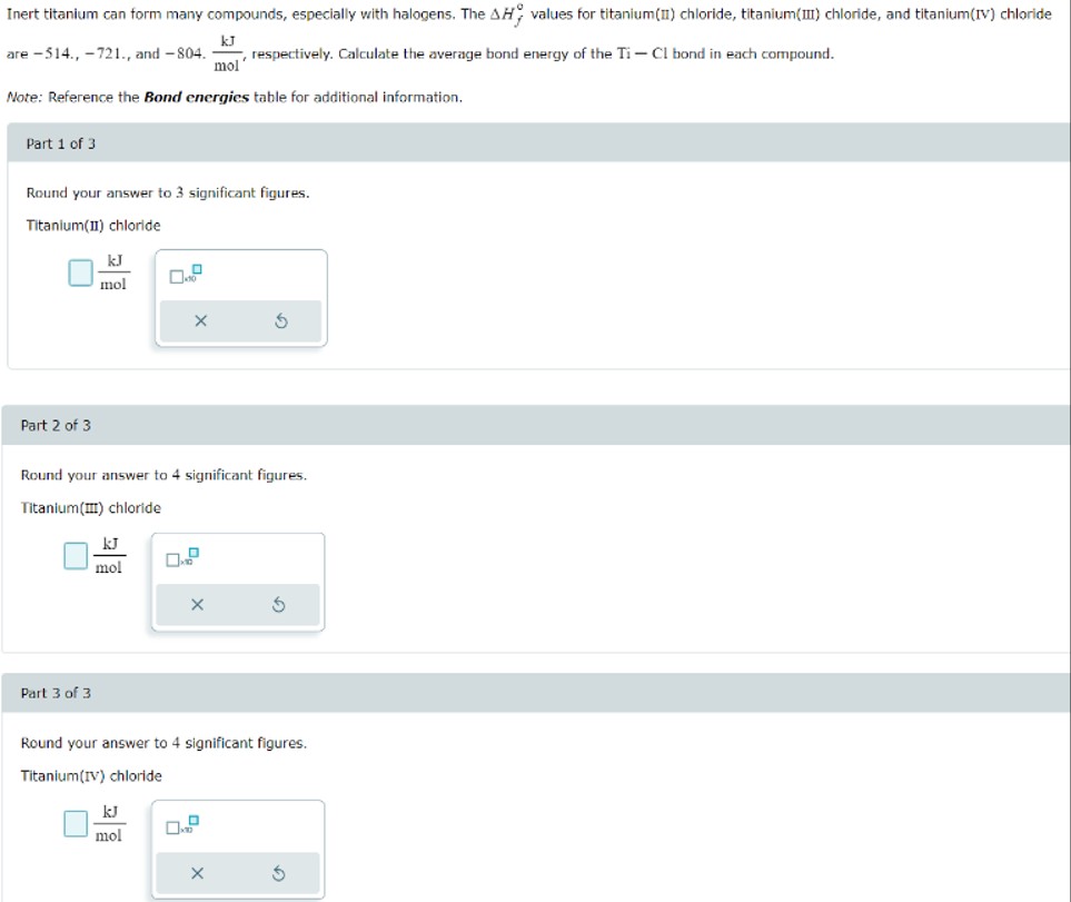 Solved Inert titanium can form many compounds, especially | Chegg.com