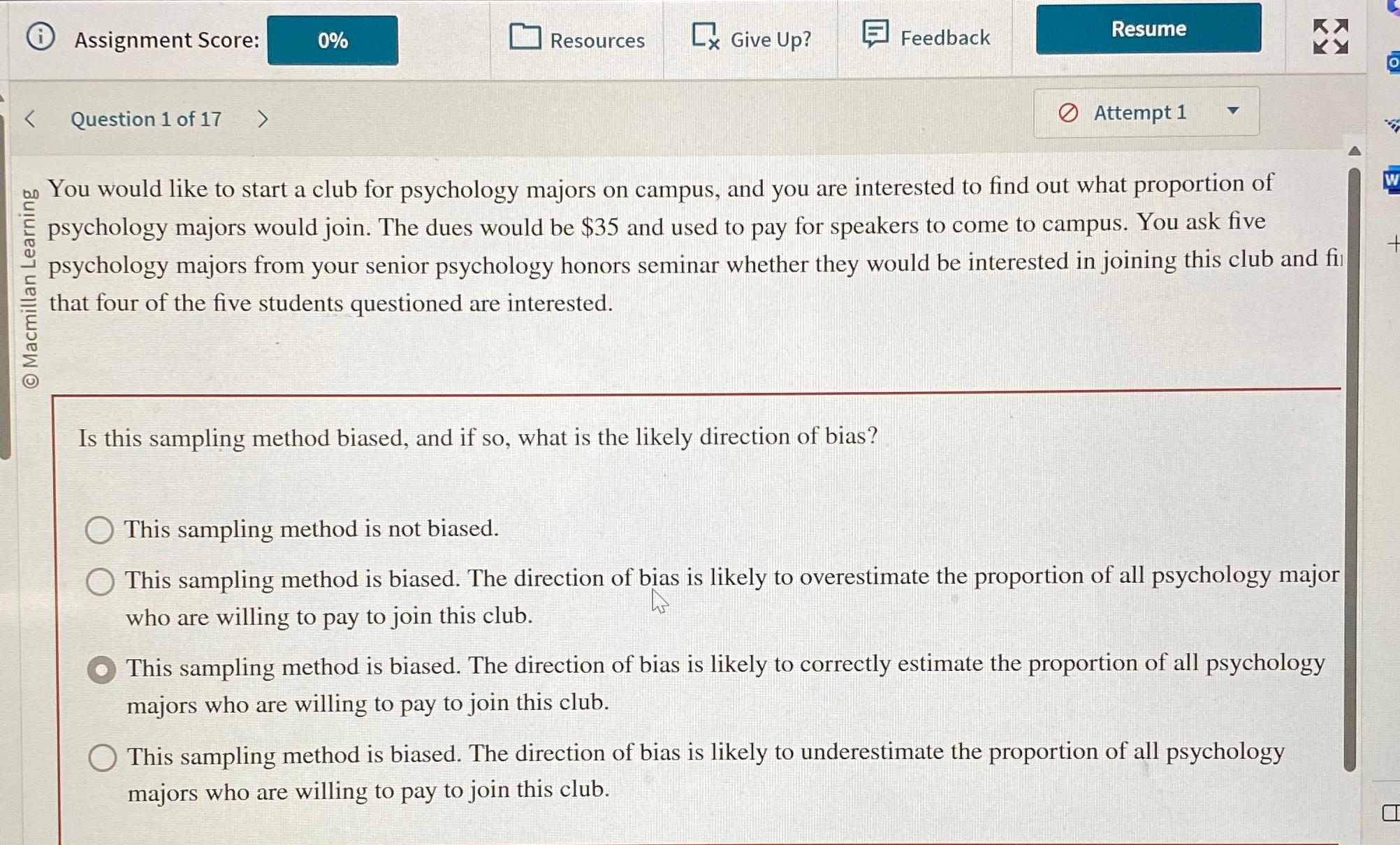 Solved Assignment Score:ResourcesGive Up?FeedbackQuestion 1 | Chegg.com