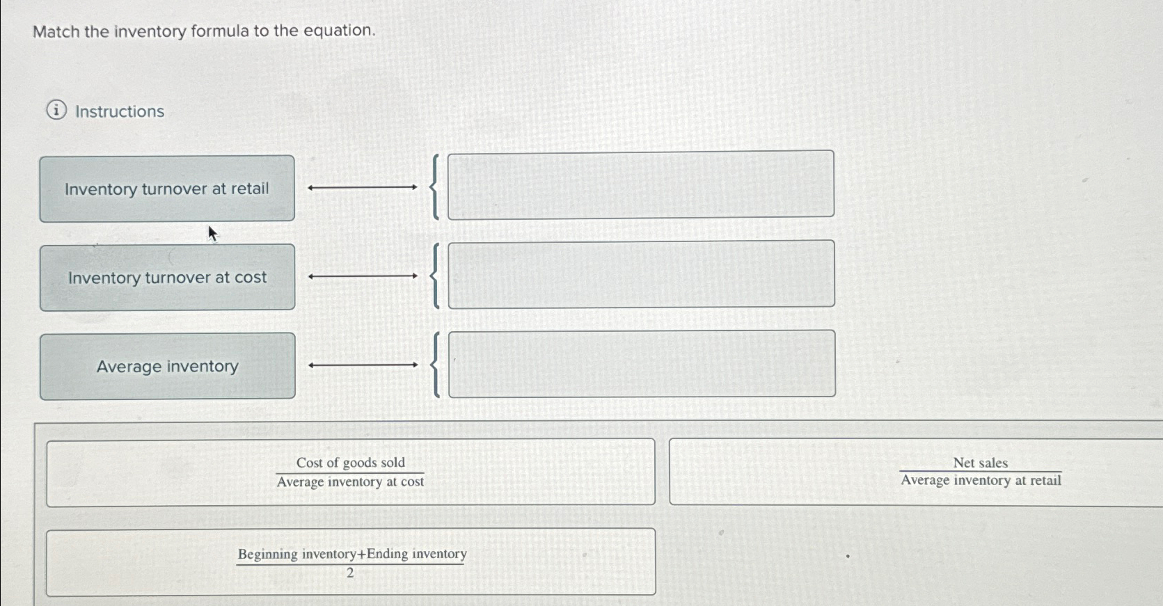 Solved Match the inventory formula to the | Chegg.com