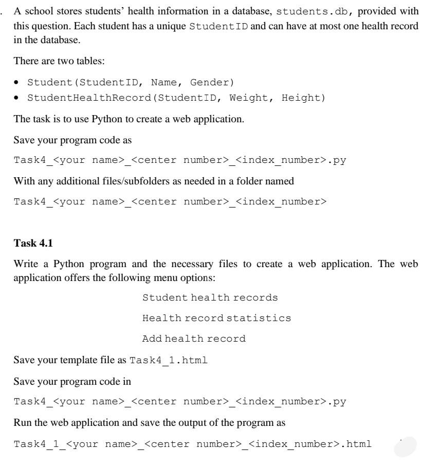 Solved A school stores students' health information in a | Chegg.com