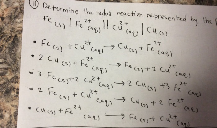 Solved 2x Determine The Redox Reaction Represented By The