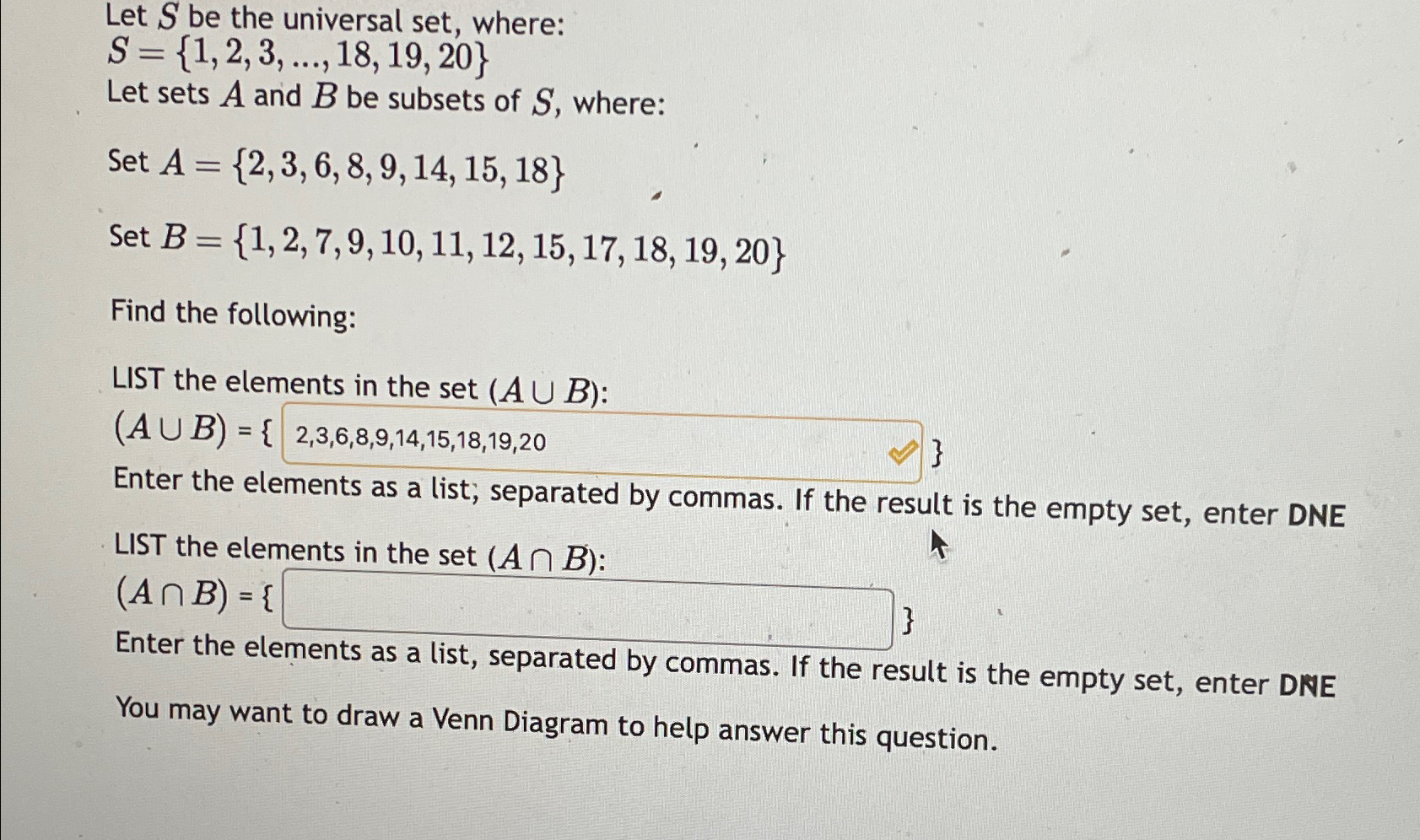 Solved Let S ﻿be the universal set, | Chegg.com