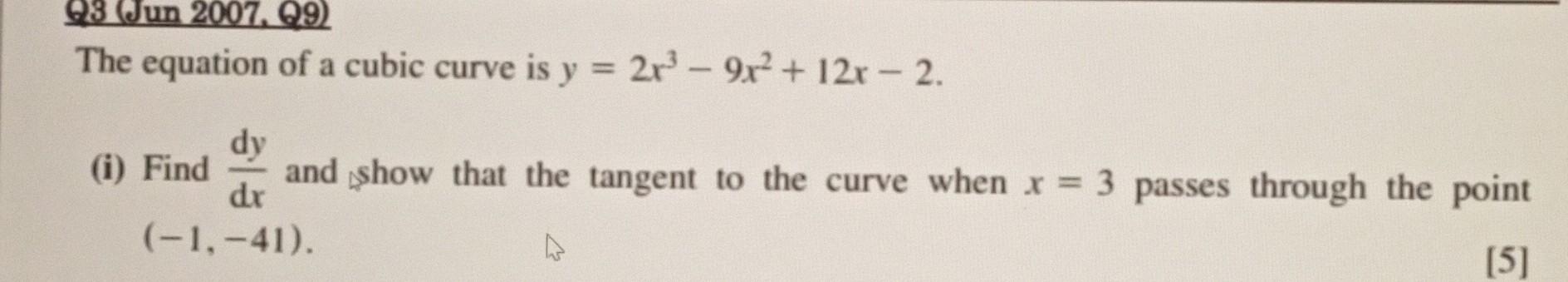 Solved The equation of a cubic curve is y = 2r³ - 9r² + 12x | Chegg.com