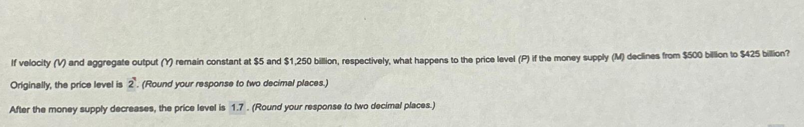 Solved If velocity M ﻿and aggregate output M ﻿remain | Chegg.com