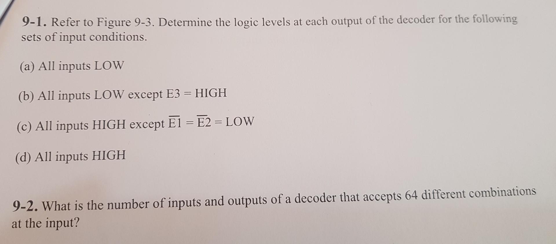 Solved 9-1. Refer to Figure 9-3. Determine the logic levels | Chegg.com