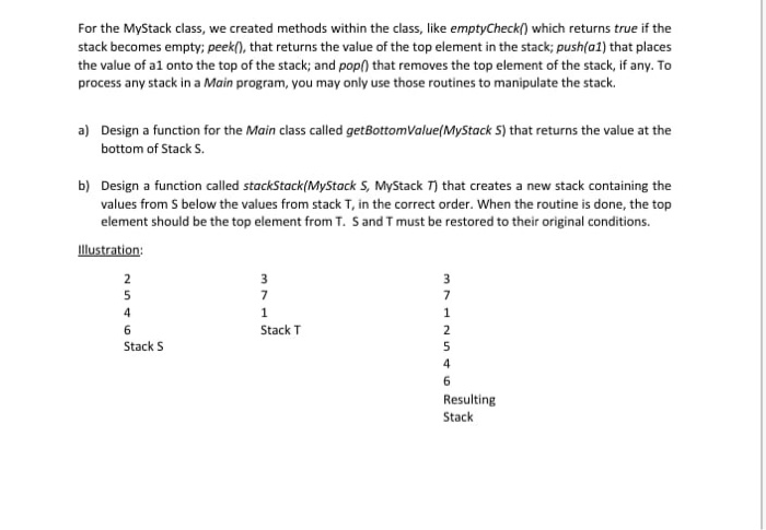 Solved For The Mystack Class We Created Methods Within The