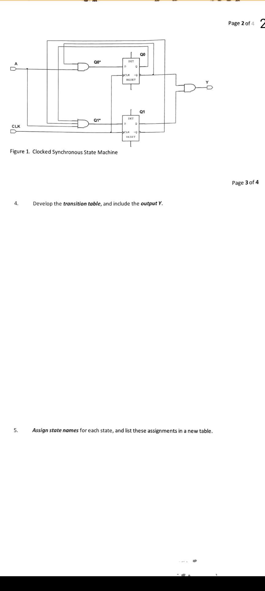 Solved Page 2 of 4 Figure 1. Clocked Synchronous State | Chegg.com