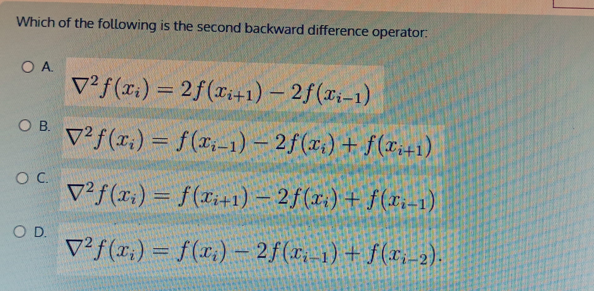 Solved Which of the following is the second backward | Chegg.com
