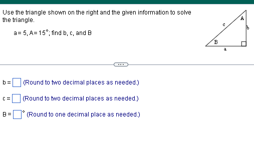 Solved Use the triangle shown on the right and the given | Chegg.com