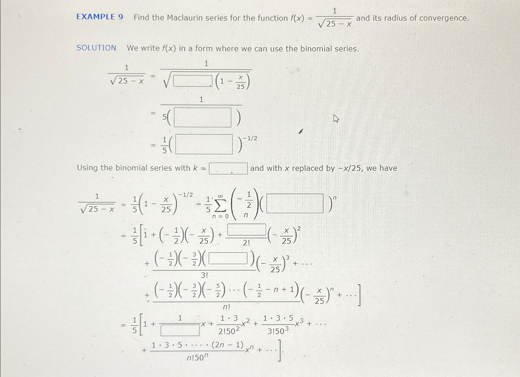 Solved EXAMPLE 9 ﻿Find the Maclaurin series for the function | Chegg.com