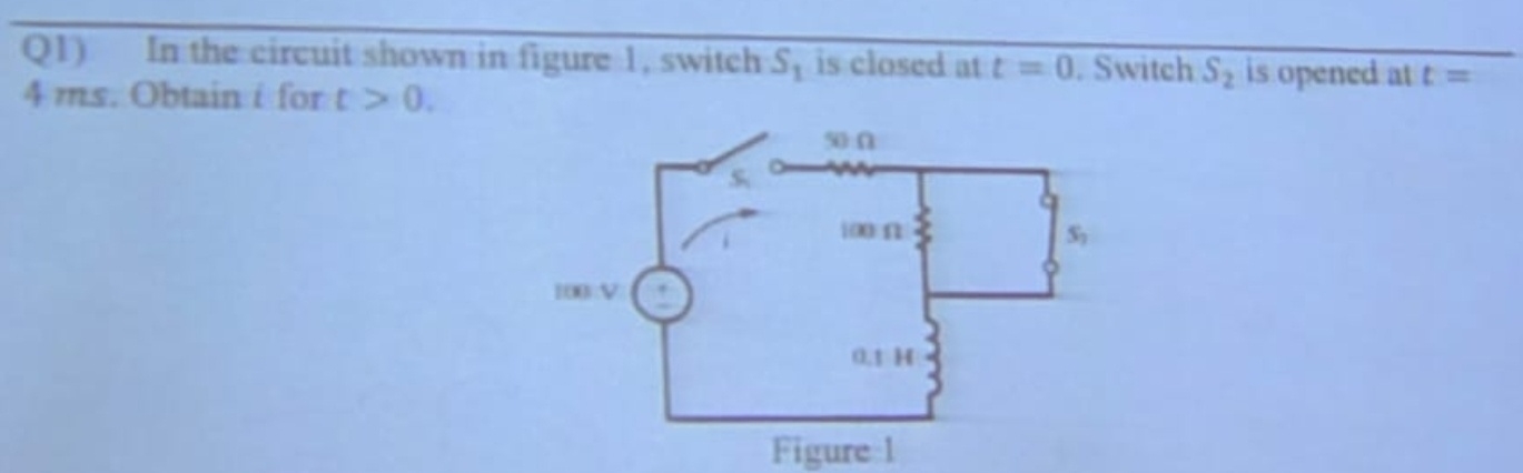 Solved Q1) ﻿In the circuit shown in figure 1 , ﻿switch S1 | Chegg.com