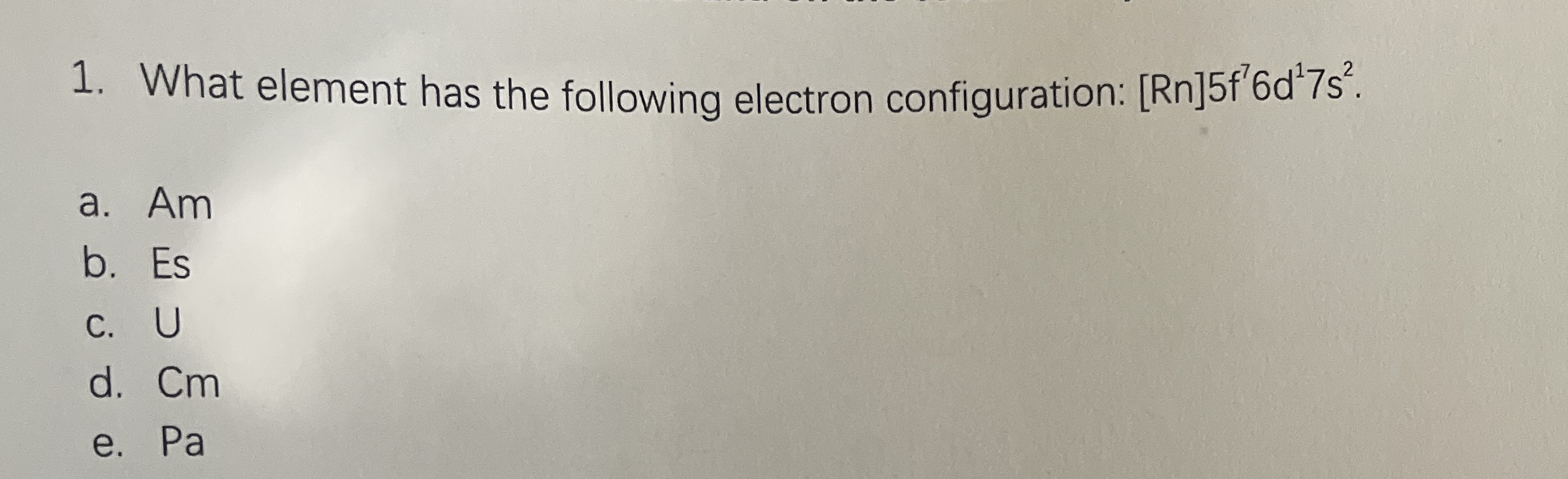 Solved What element has the following electron | Chegg.com