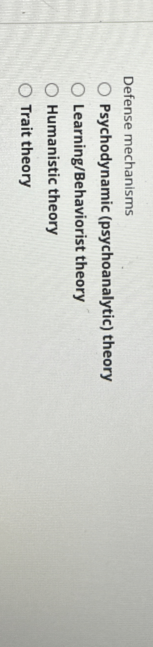 Solved Defense mechanismsPsychodynamic (psychoanalytic) | Chegg.com