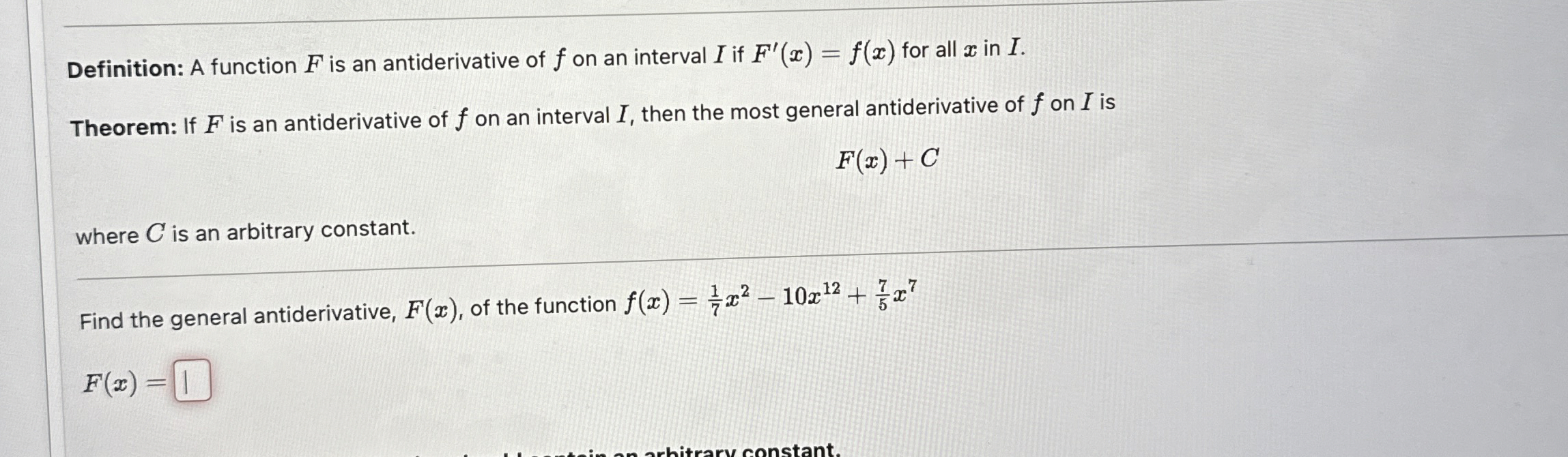 Solved Definition A Function F ﻿is An Antiderivative Of F