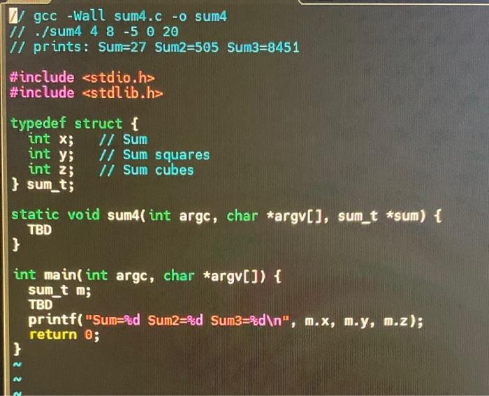 Solved 11 gcc - Wall sum4 . c - - sum4 //./ sum4 48−5020 I/ | Chegg.com
