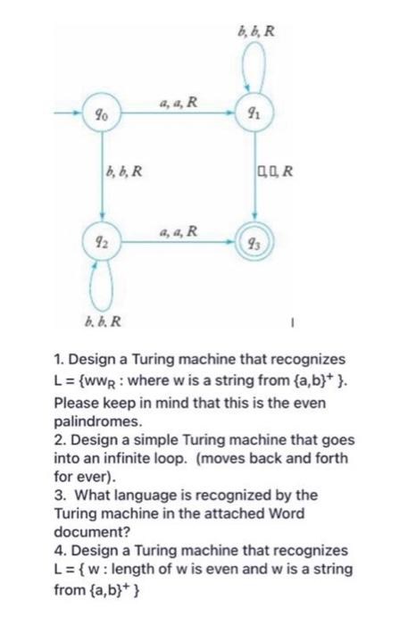 1. Design a Turing machine that recognizes L={wwR: | Chegg.com