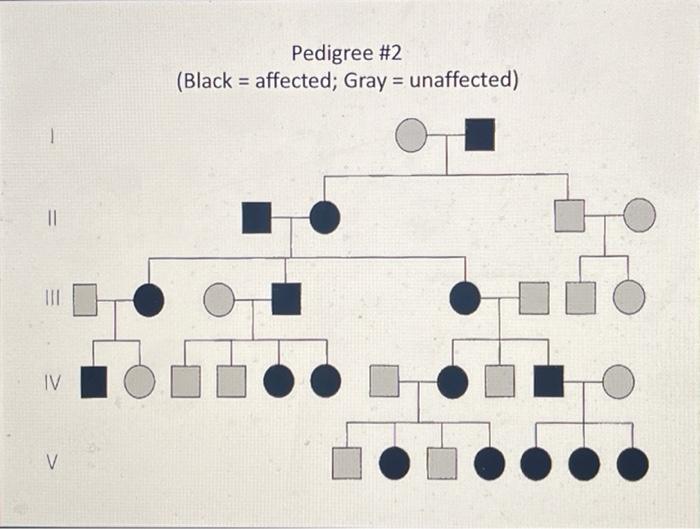 Solved Pedigree \#2 (Black = affected; Gray = unaffected | Chegg.com