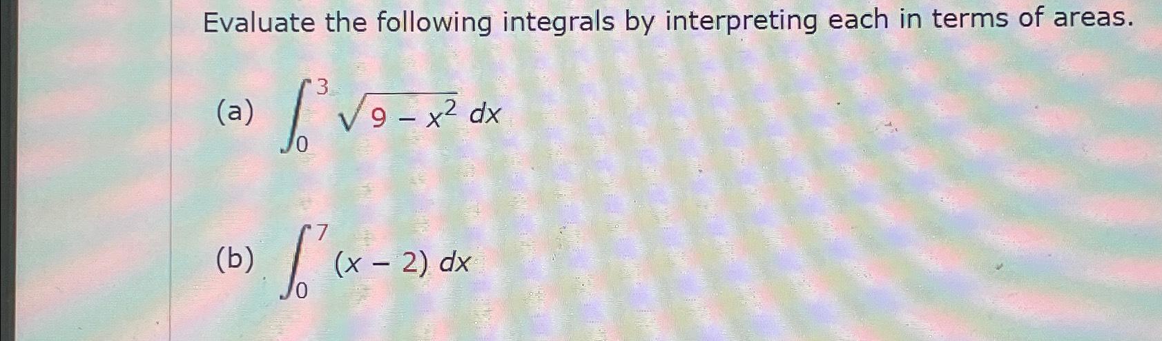 Solved Evaluate the following integrals by interpreting each | Chegg.com