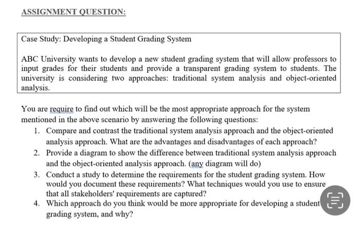 Solved Case Study: Developing a Student Grading System ABC | Chegg.com