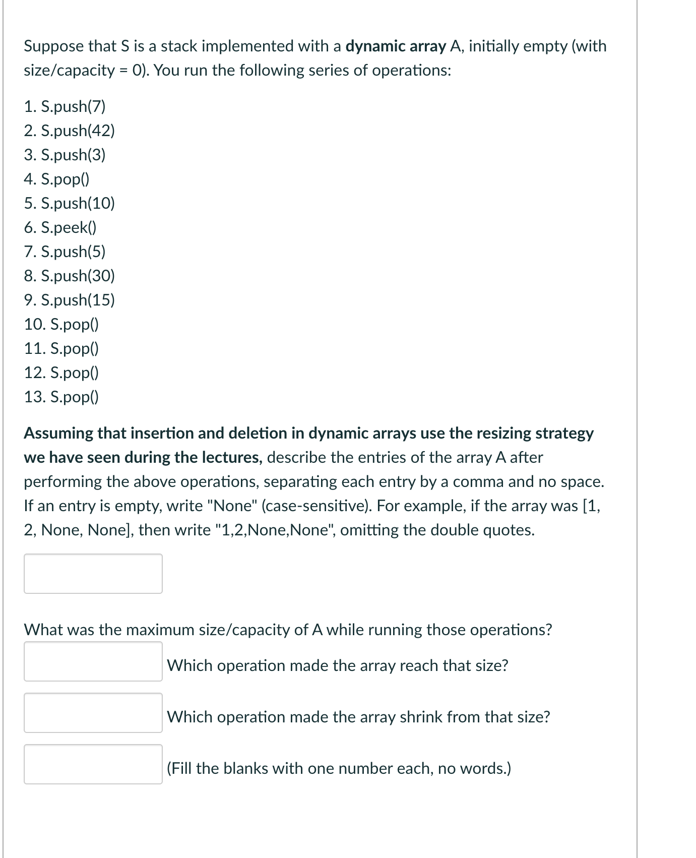 Solved Suppose that S ﻿is a stack implemented with a dynamic | Chegg.com