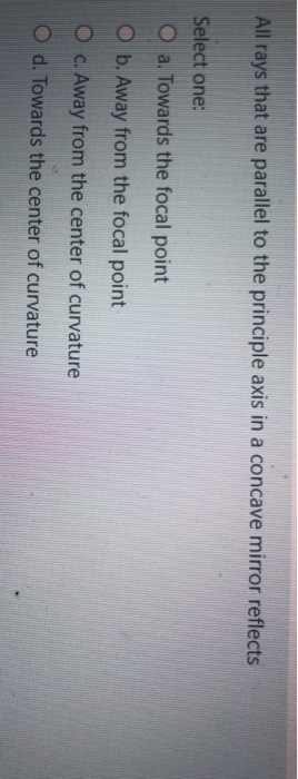 Solved All rays that are parallel to the principle axis in a | Chegg.com